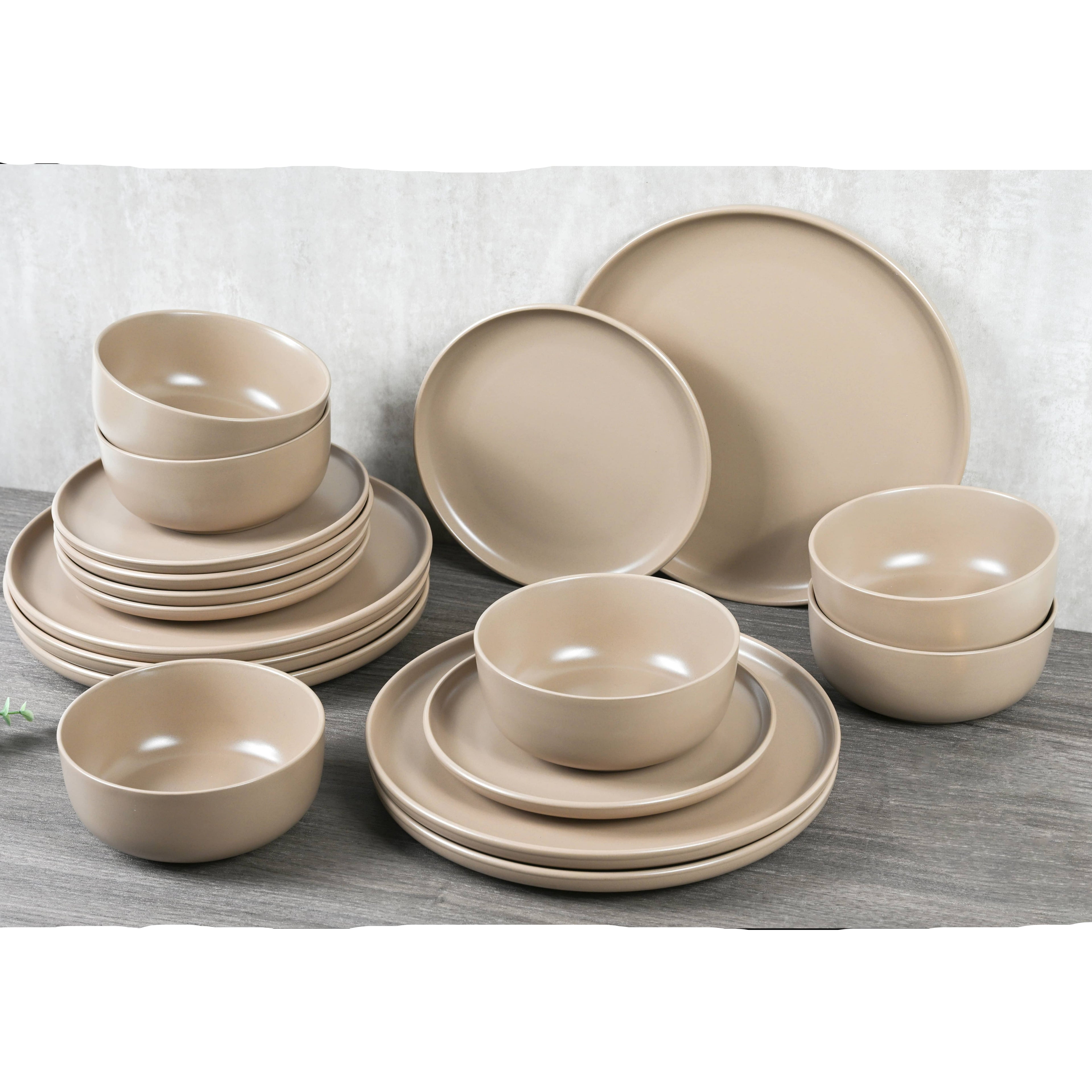 Solid Beige Stoneware Dinner Set, 18 Pieces – Waterside Dinnerware